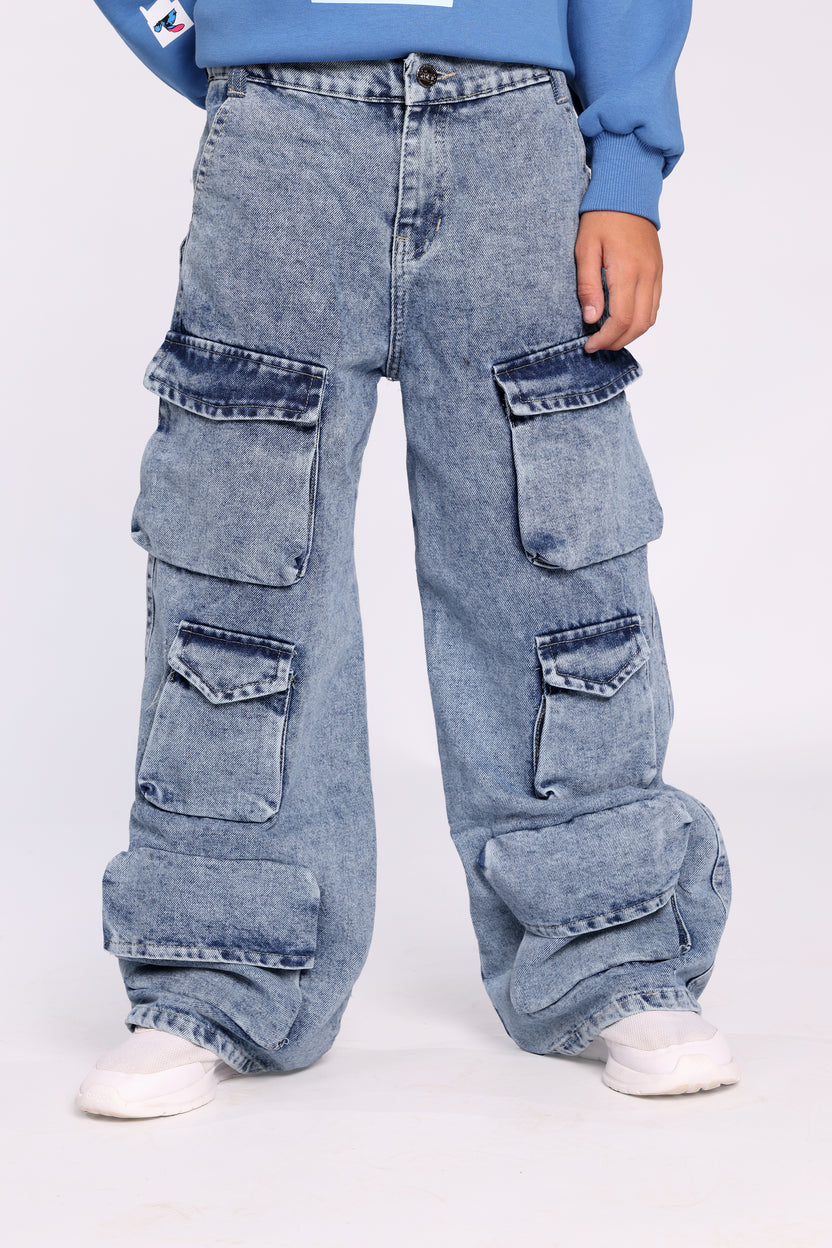 Genze Cargo Denim Blue – OkiOki